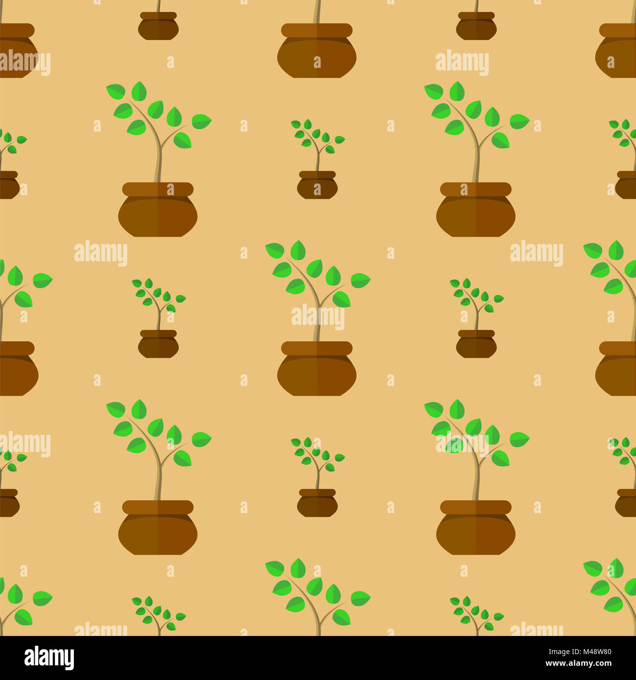 Flower Pot Seamless Pattern Stock Photo - Alamy