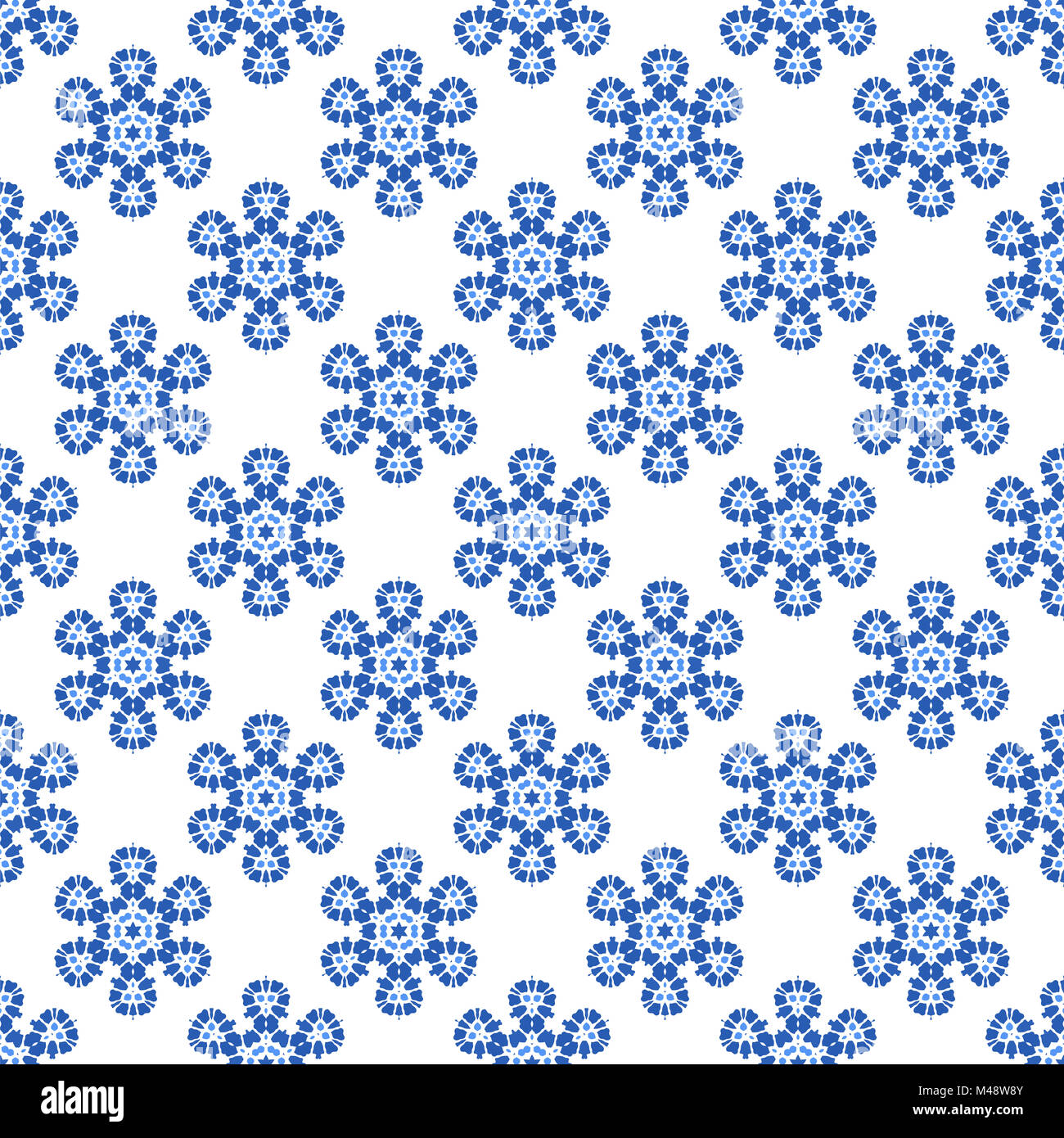 Seamless Blue Snowflake Pattern Stock Photo - Alamy