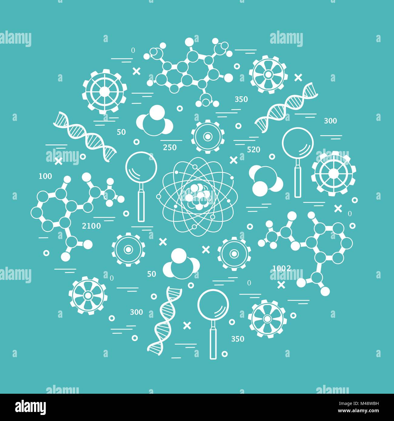 Stylized vector icon of variety scientific, education elements. Design ...