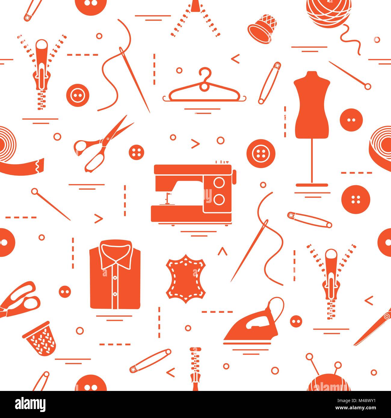 Seamless pattern with tools and accessories for sewing. Template for ...