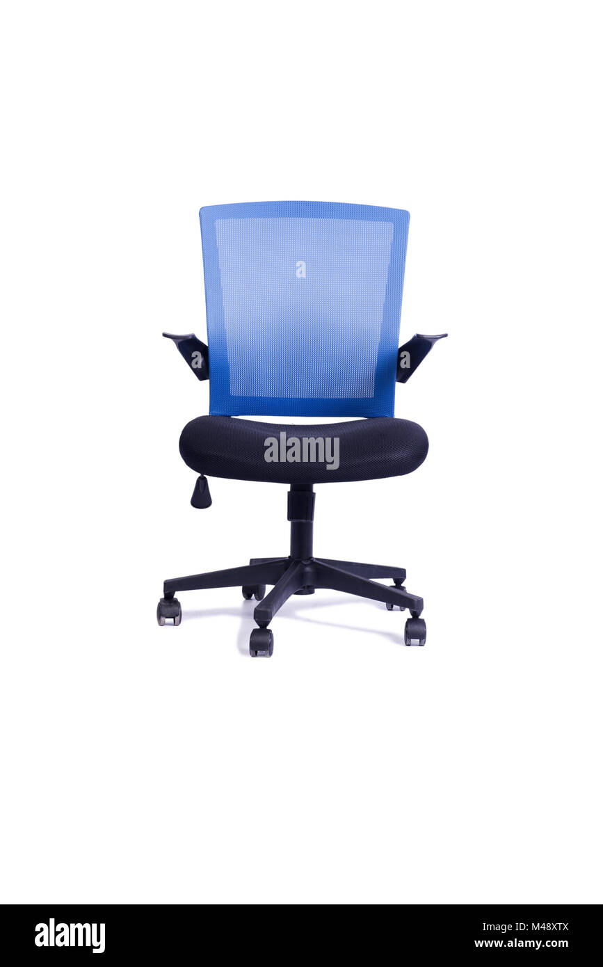 Blue office chair isolated on the white background Stock Photo - Alamy