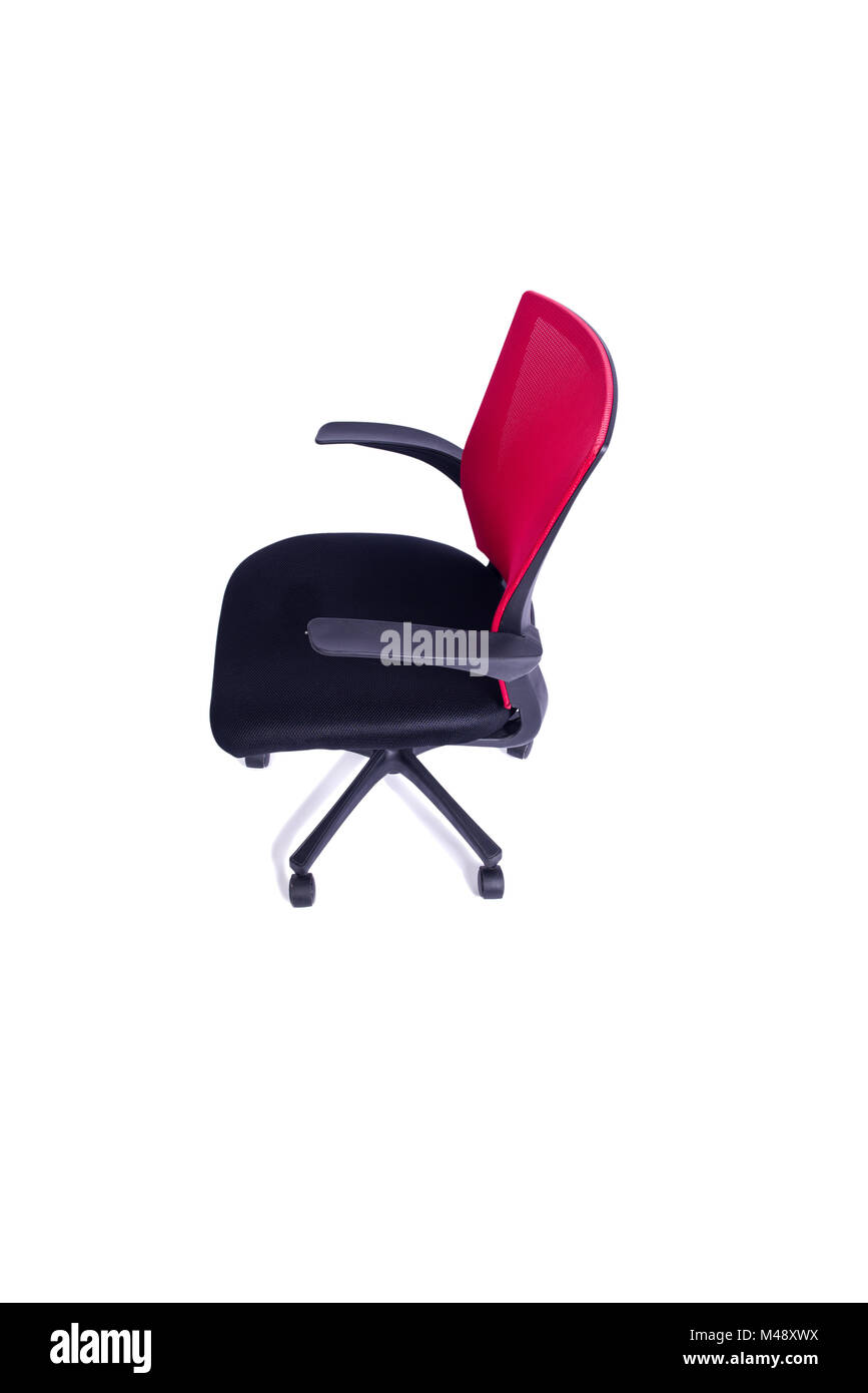Red office chair isolated on the white background Stock Photo - Alamy