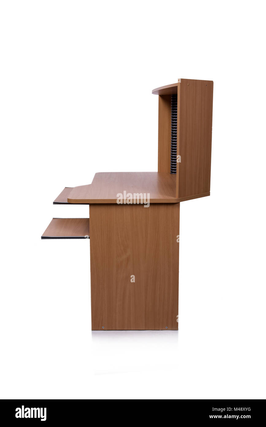 Computer home desk isolated on the white background Stock Photo - Alamy