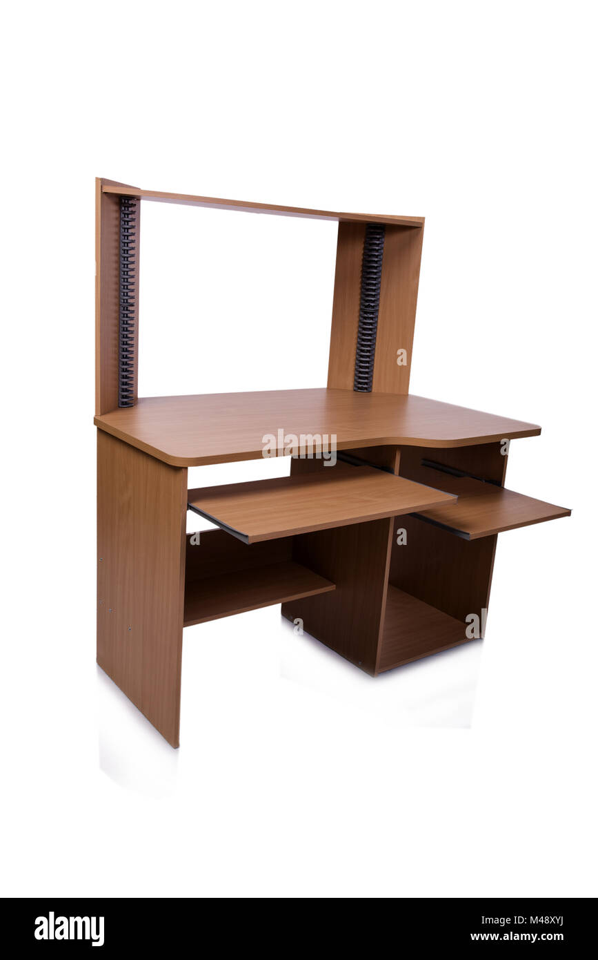 Computer home desk isolated on the white background Stock Photo - Alamy