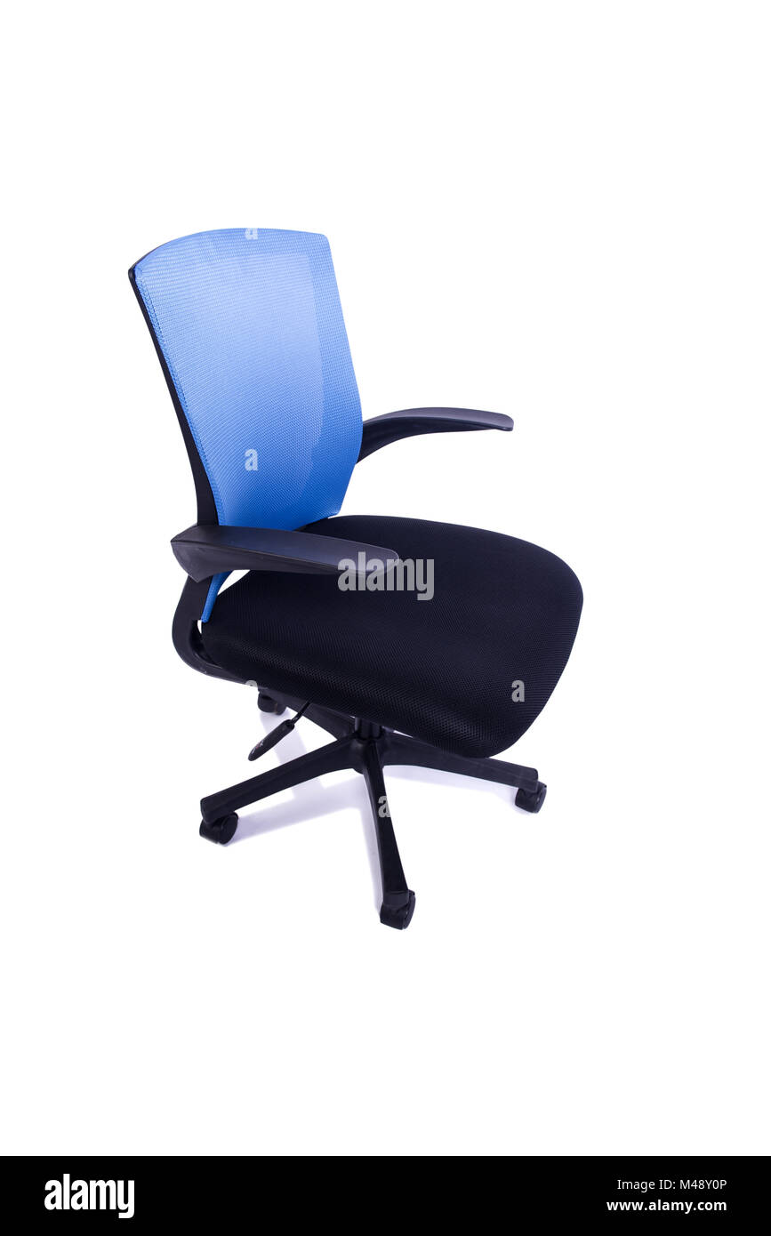 Blue office chair isolated on the white background Stock Photo - Alamy