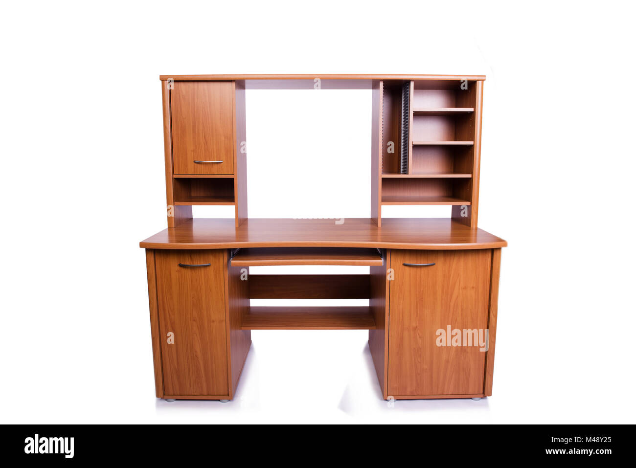 Computer home desk isolated on the white background Stock Photo - Alamy