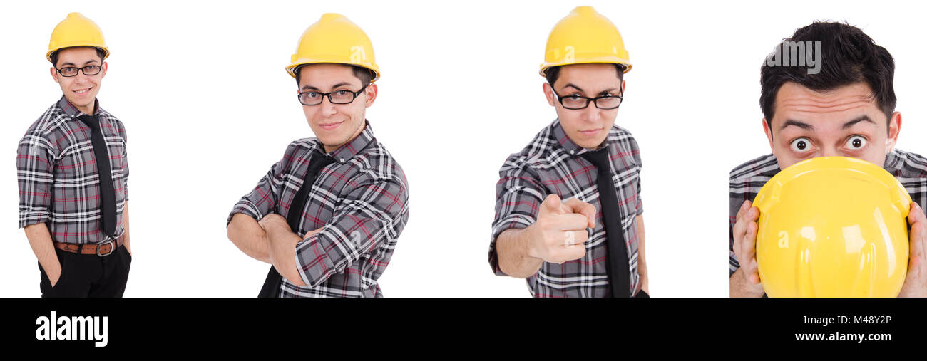 Industrial worker isolated on the white background Stock Photo - Alamy