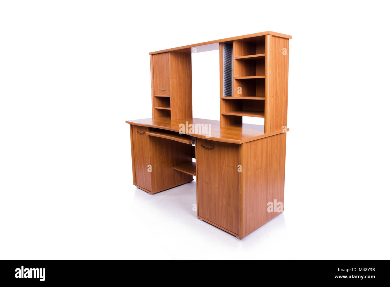 Computer home desk isolated on the white background Stock Photo - Alamy