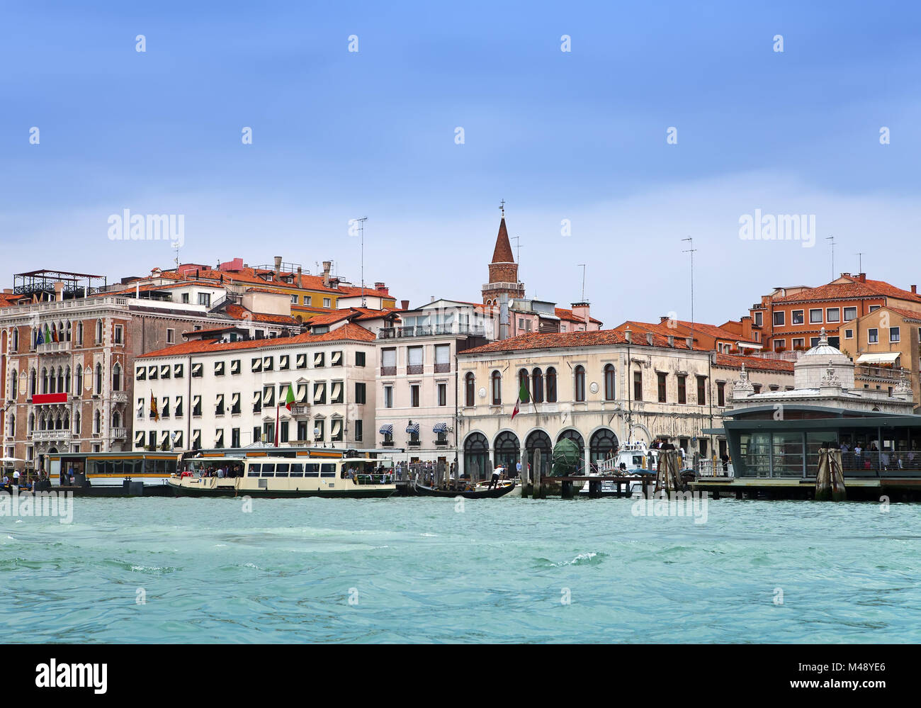 Venice. Italy. Bright ancient houses along Canal Grande Stock Photo - Alamy