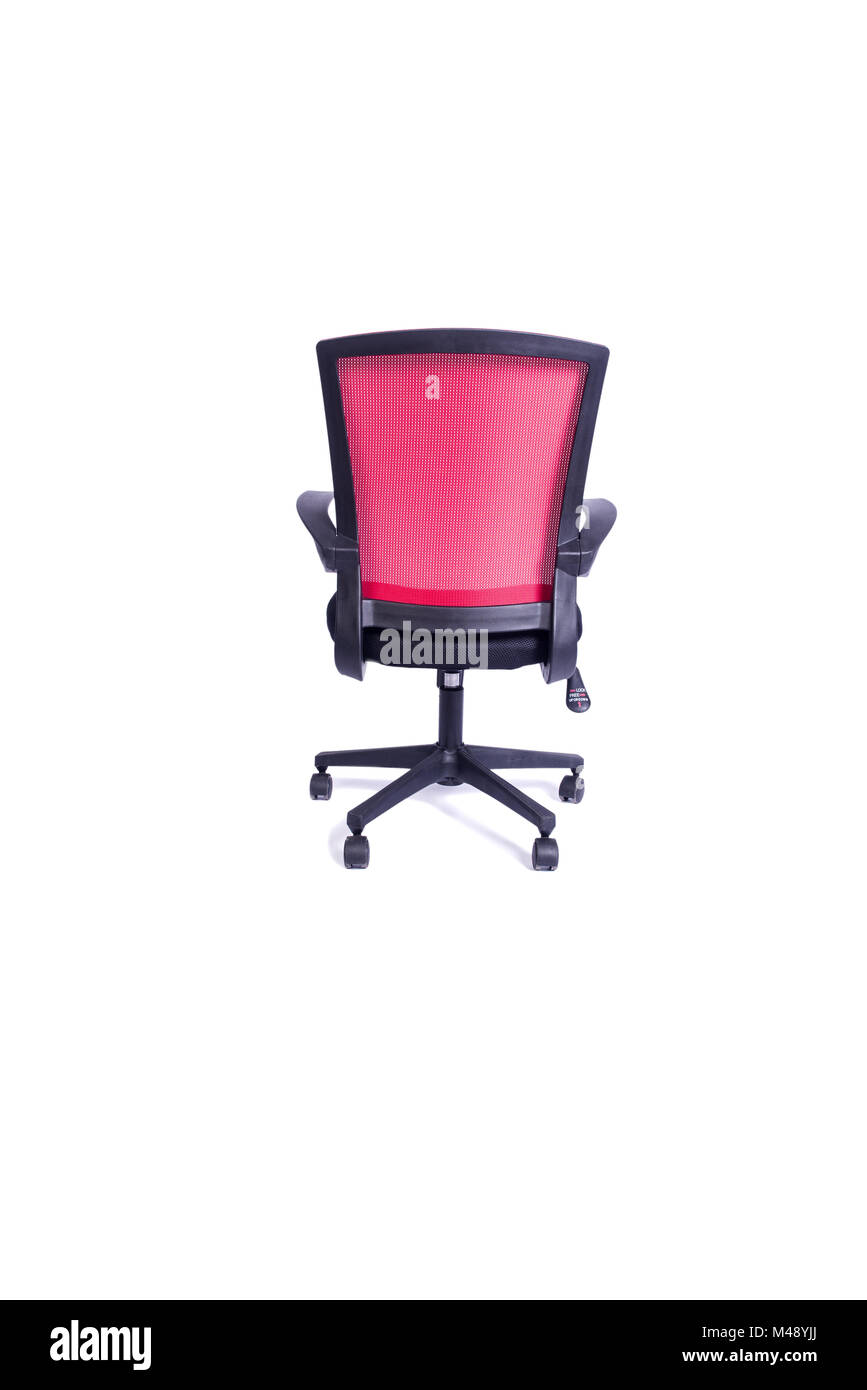 Red office chair isolated on the white background Stock Photo - Alamy