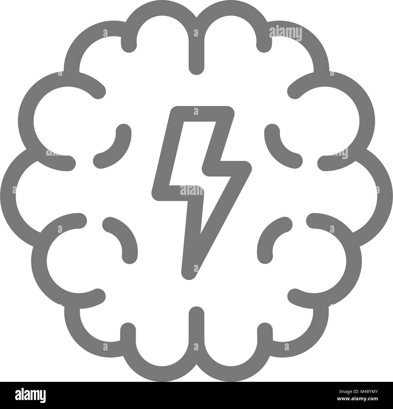 Simple brain and mind line icon. Symbol and sign vector illustration ...