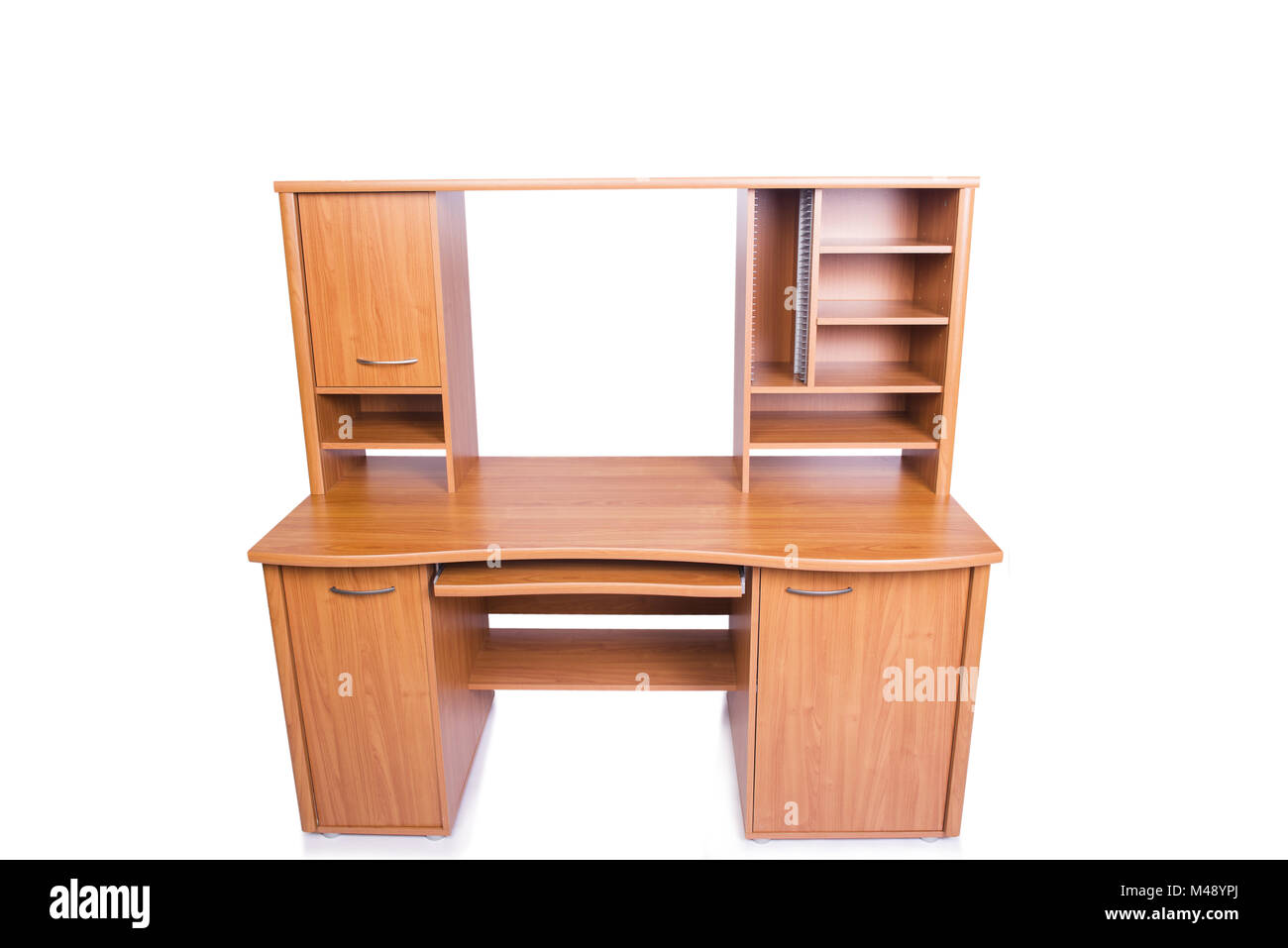 Computer home desk isolated on the white background Stock Photo - Alamy