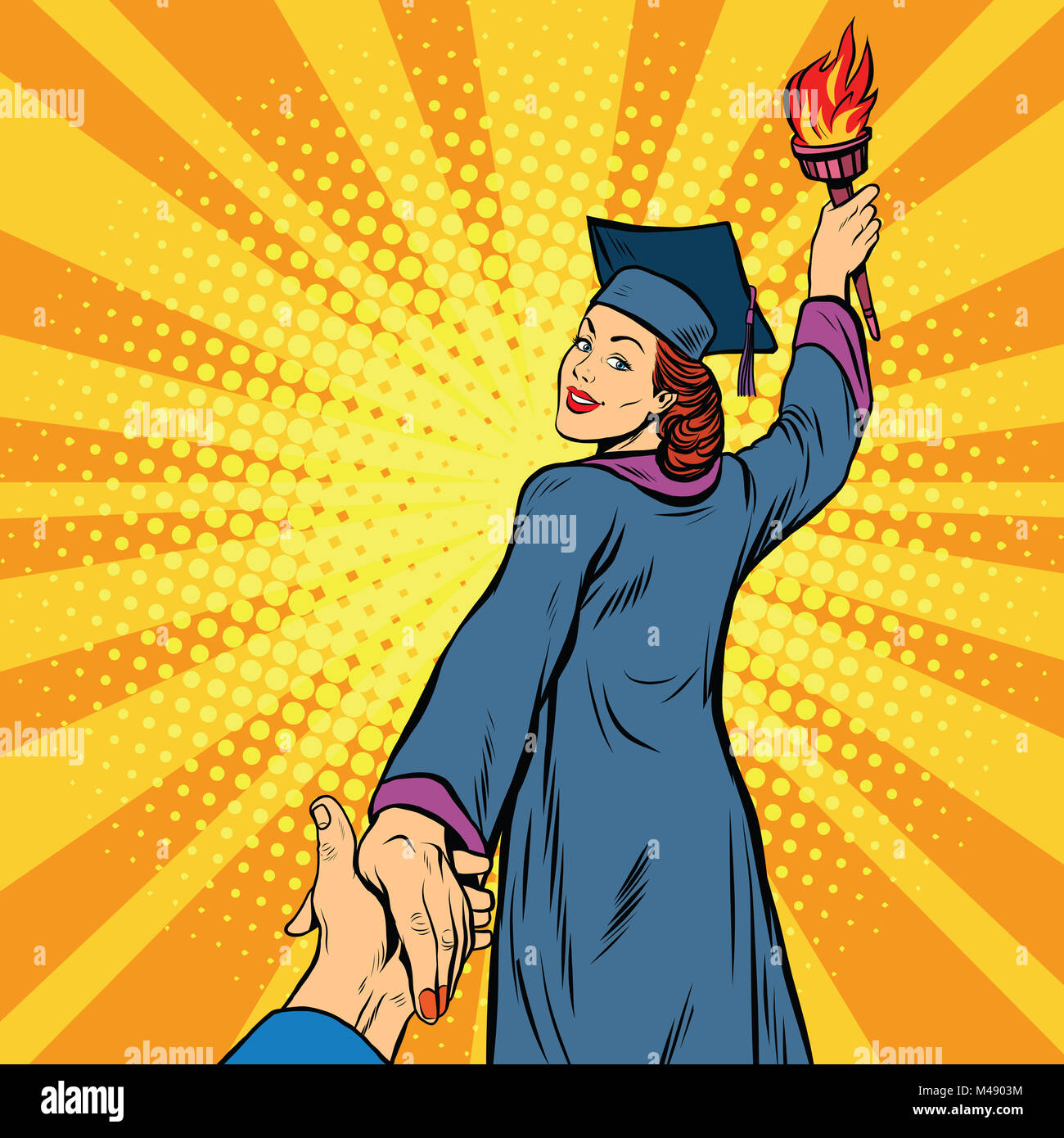 follow me, education university knowledge woman Stock Photo - Alamy
