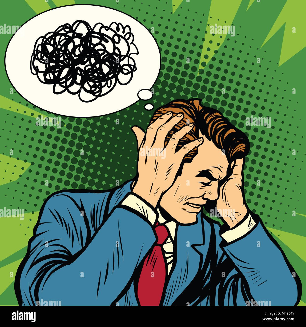 Male headache confused Stock Photo - Alamy