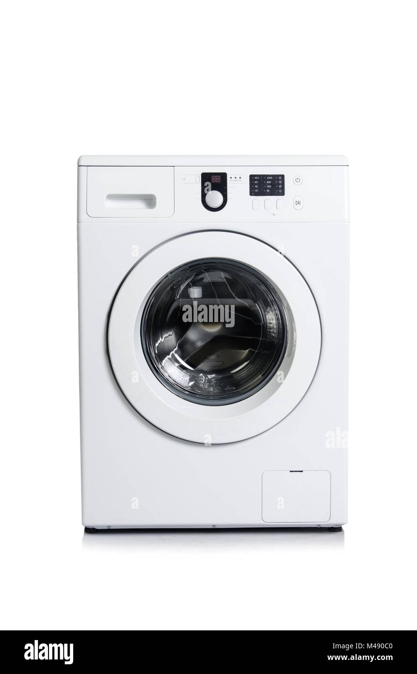 Washing machine isolated on white background Stock Photo - Alamy