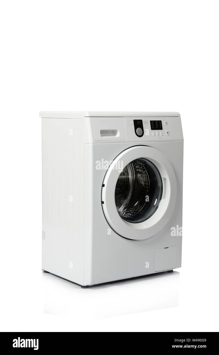 Washing machine isolated on white background Stock Photo - Alamy