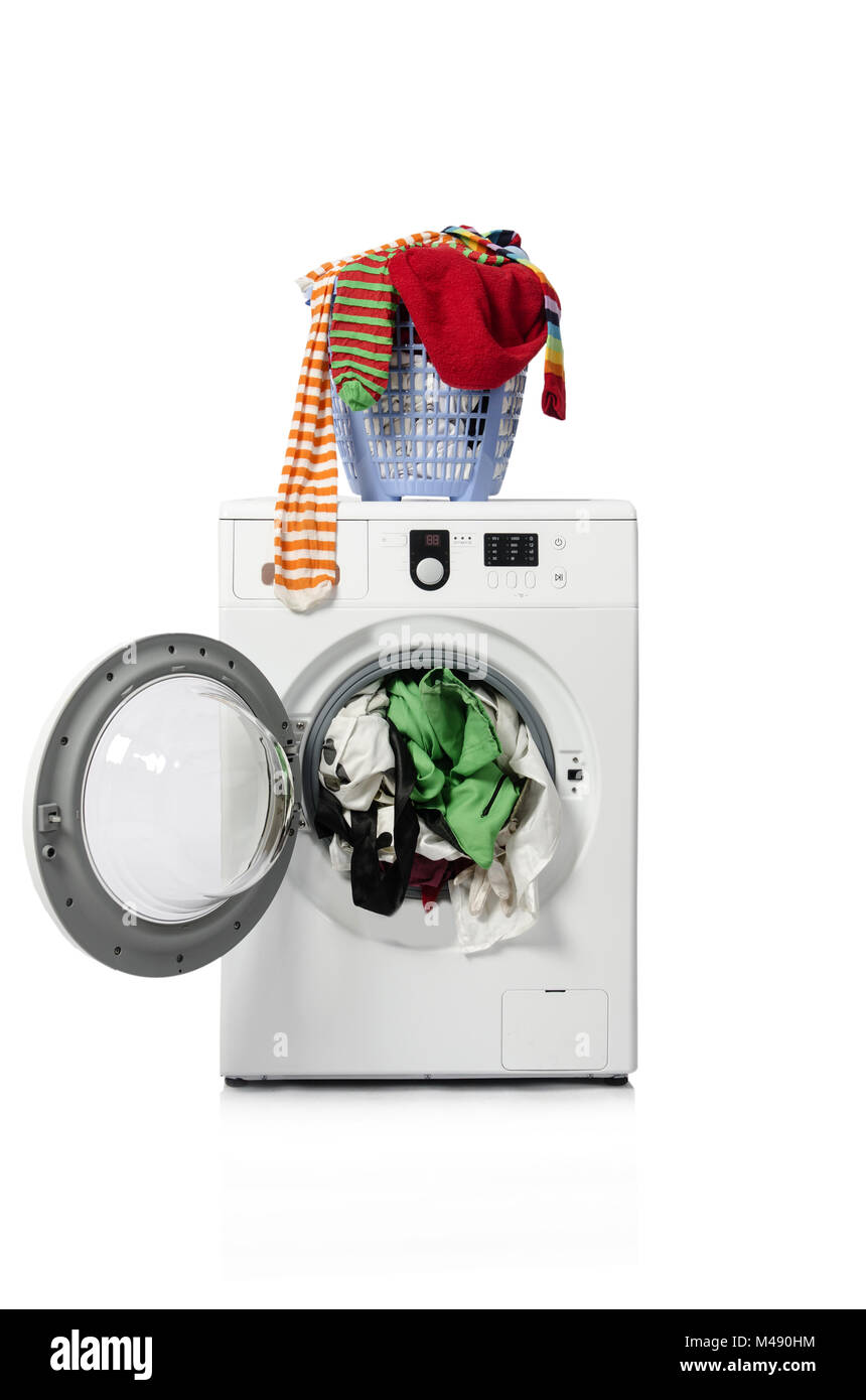 Washing machine isolated on white background Stock Photo - Alamy