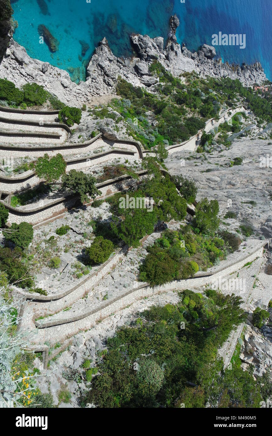 Escarpment with serpentine path, Capri Stock Photo - Alamy