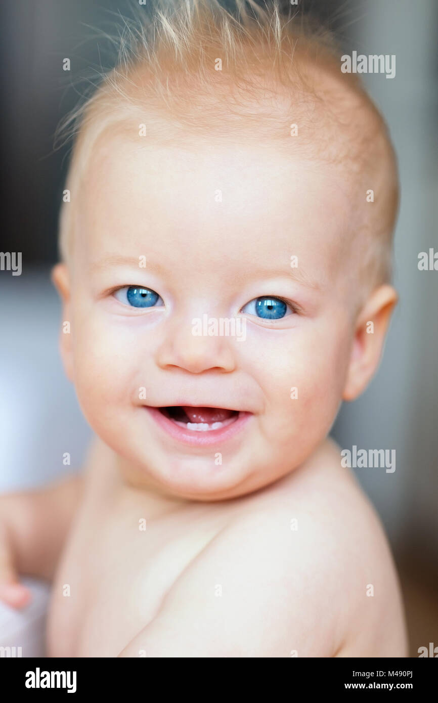 Newborn Baby Boy With Blue Eyes Stock Photo Image Of