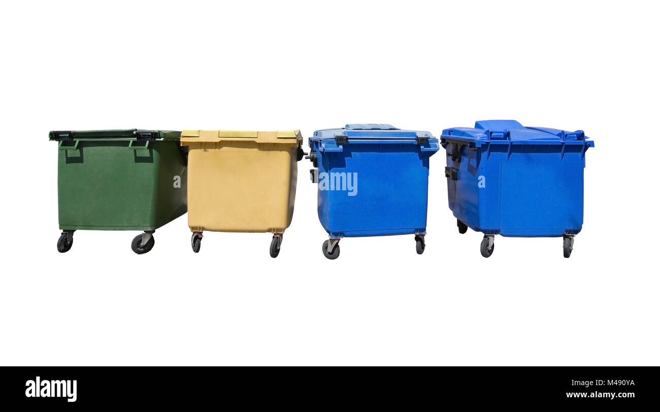 Garbage bins isolated on white Stock Photo - Alamy