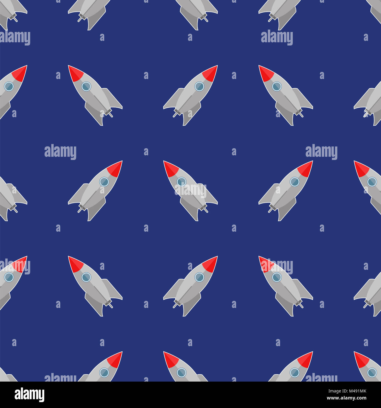 Space Rocket Flying on Blue Sky Seamless Pattern Stock Photo - Alamy