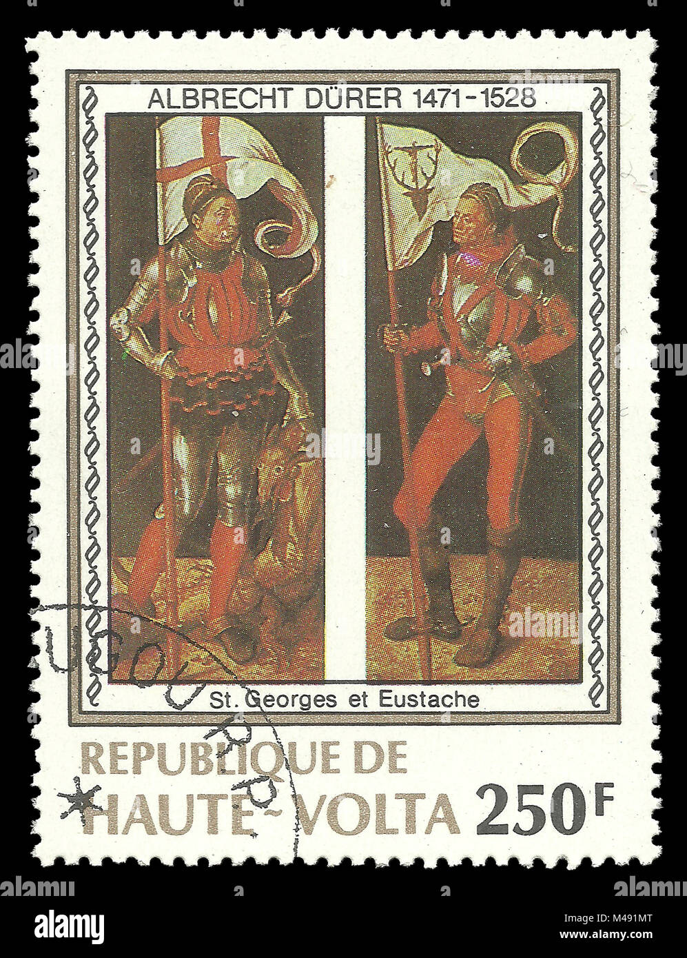 Upper Volta - stamp 1978: Color edition on Art, shows Painting George ...