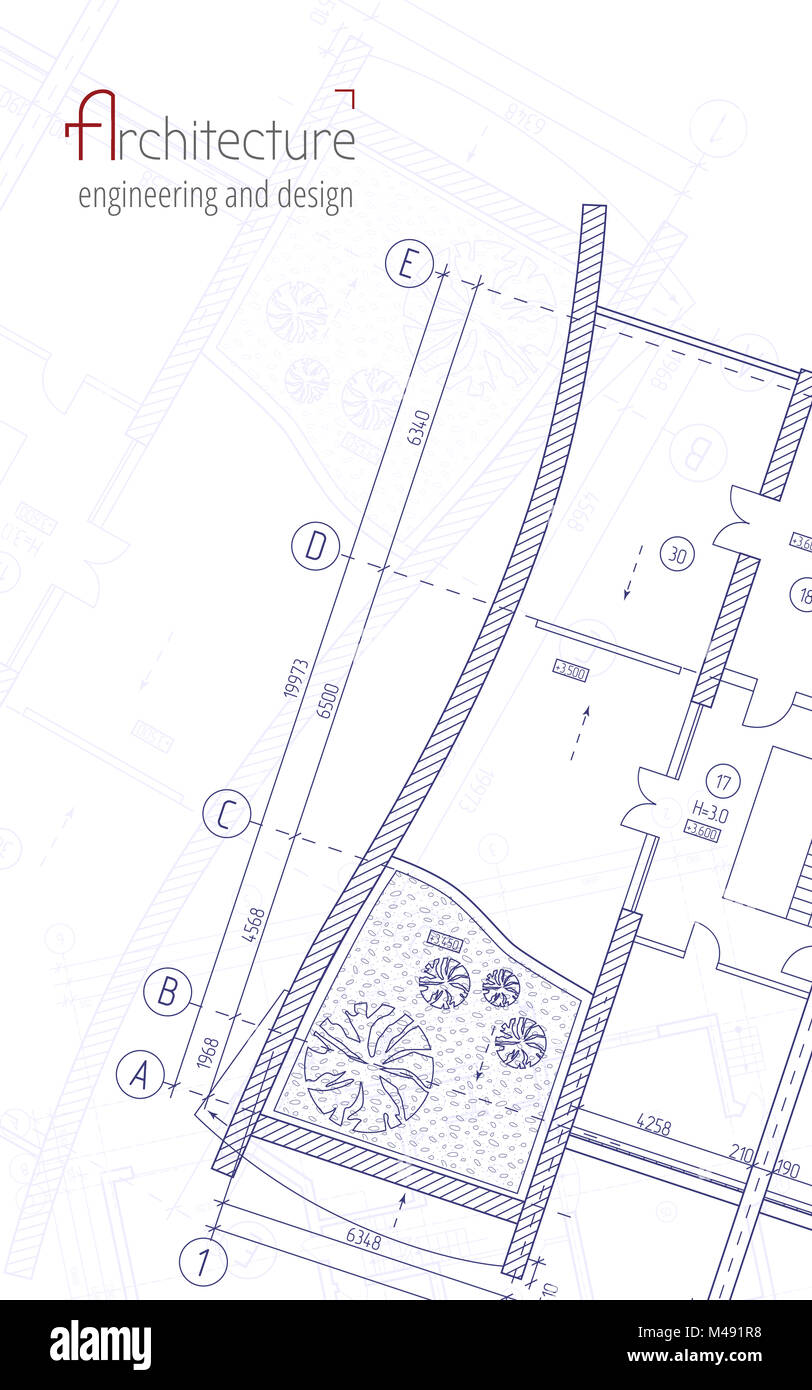 Architectural blue building plan silhouette background Stock Photo - Alamy