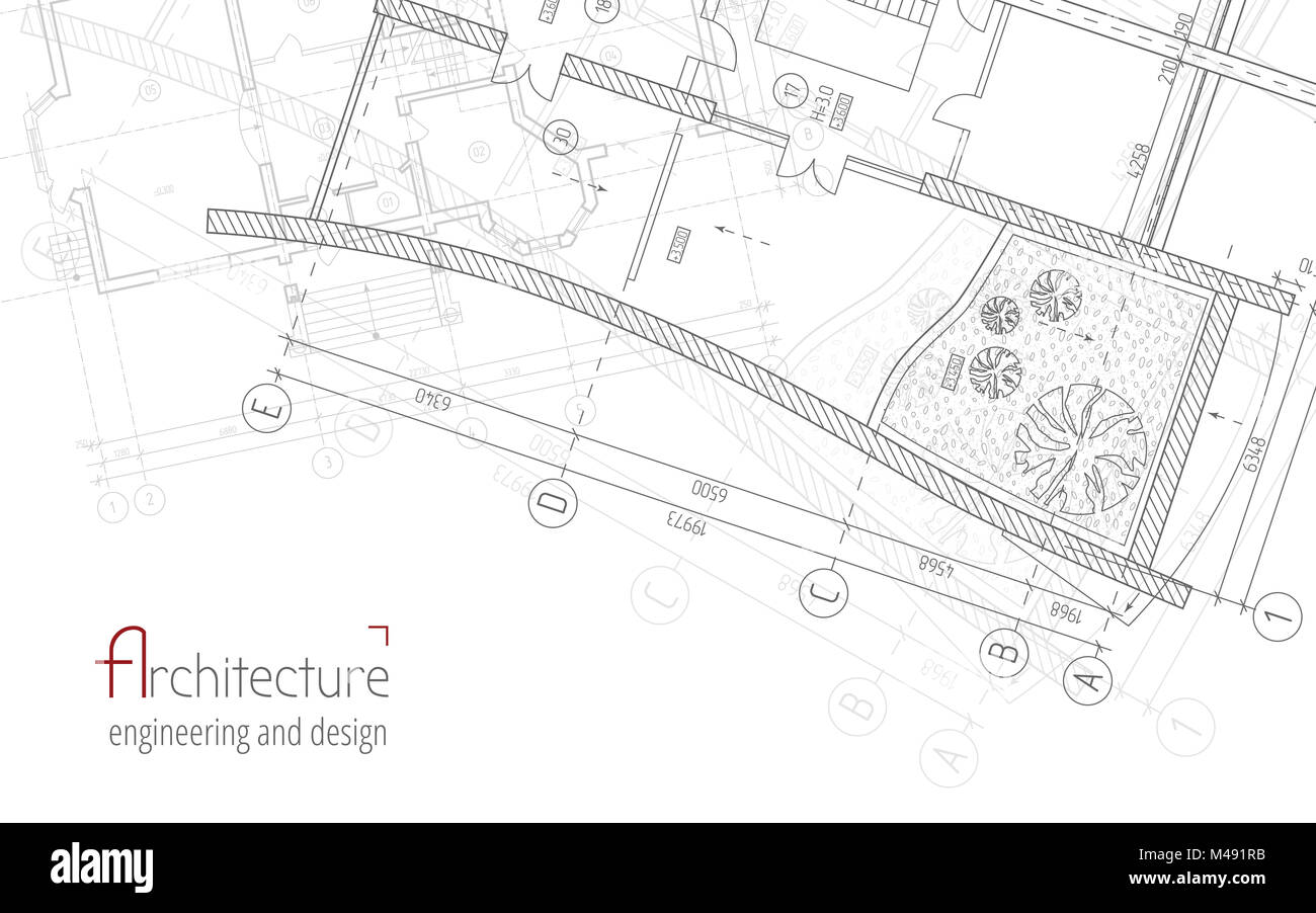 Gray building plan silhouette and logo architecture Stock Photo - Alamy