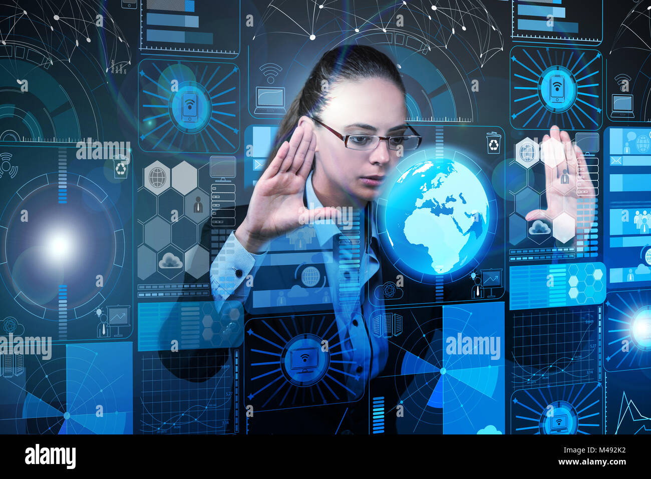 Businesswoman in data mining concept Stock Photo - Alamy