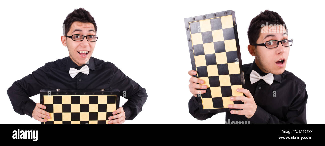 Funny chess player isolated on white Stock Photo - Alamy