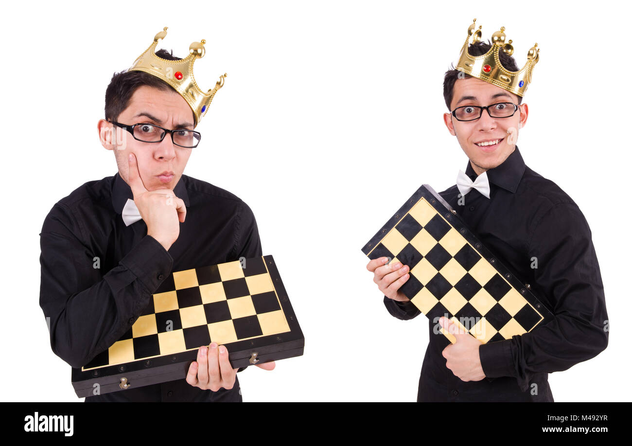 Funny chess player isolated on white Stock Photo - Alamy