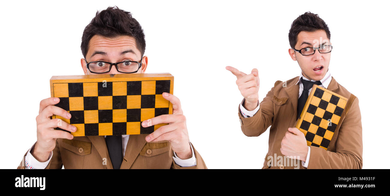 Funny chess player isolated on white Stock Photo - Alamy