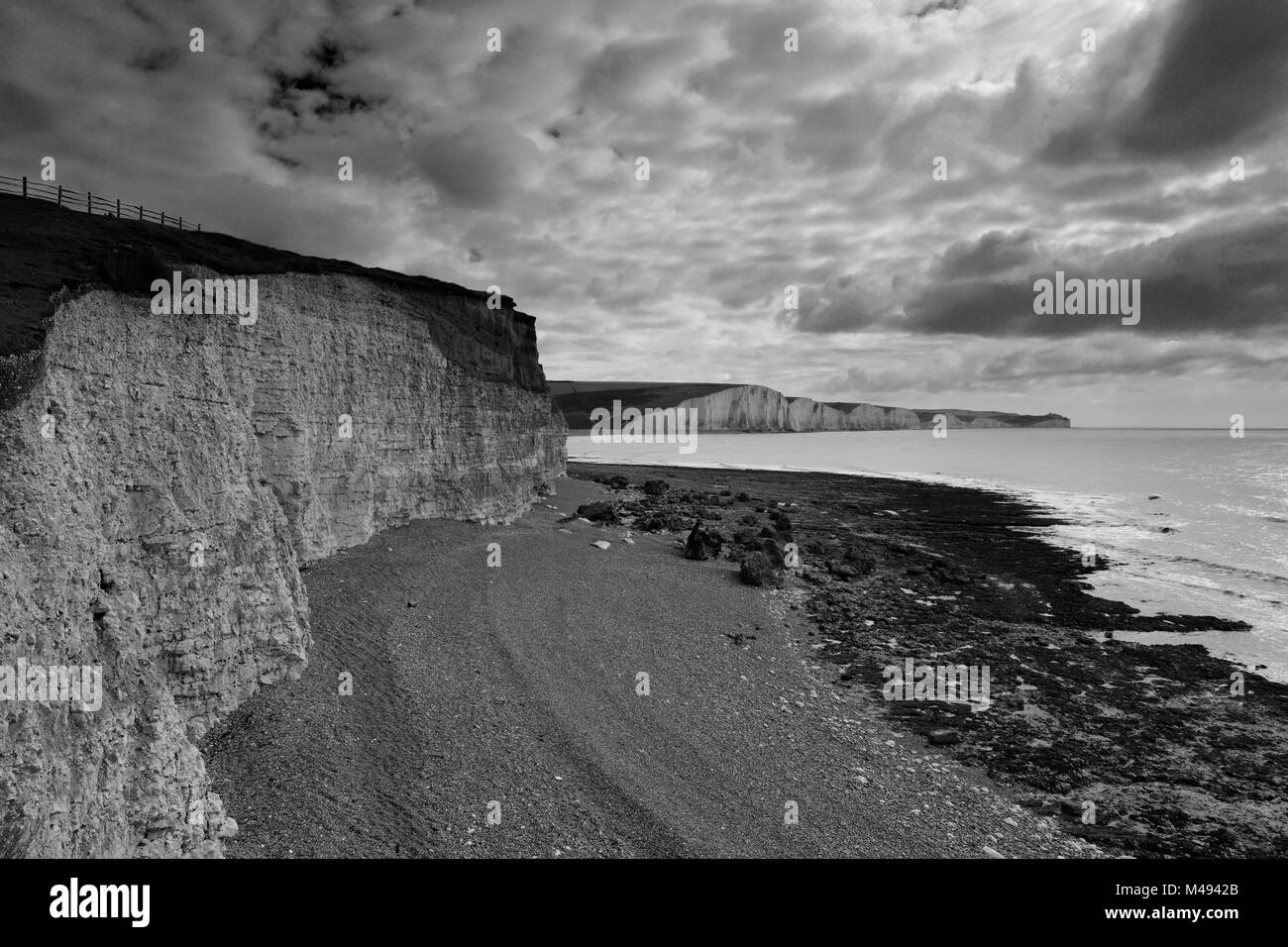 The 7 Sisters White Chalk Limestone Cliffs, Seaford Head, South Downs ...