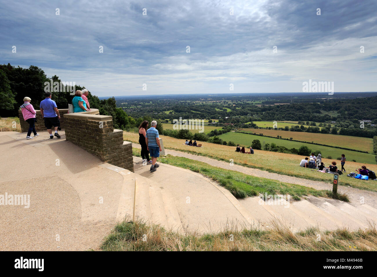 Summer view over Box Hill, Dorking town, Surrey, England Stock Photo ...