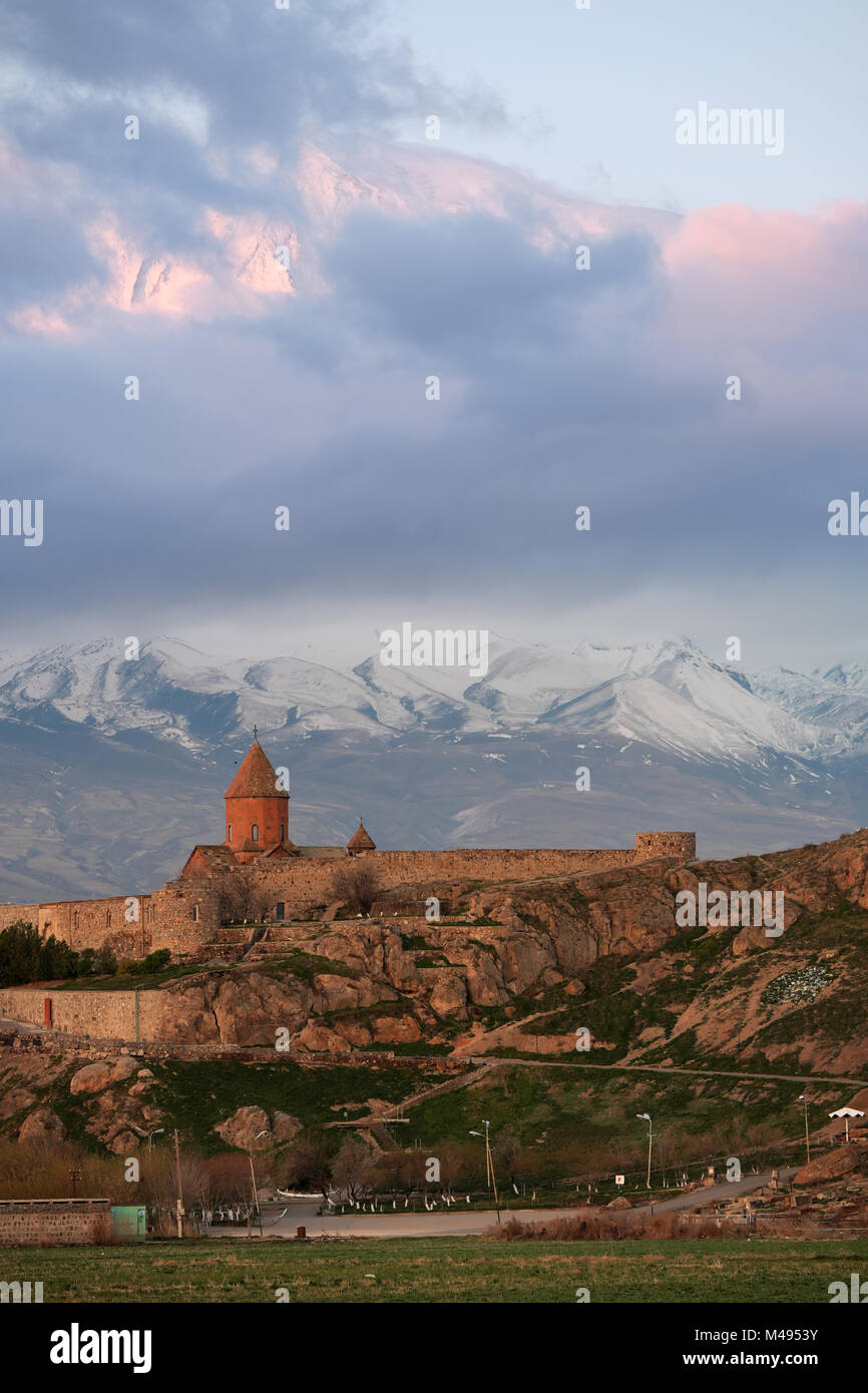 Ancient monastery in front of mountain Stock Photo - Alamy