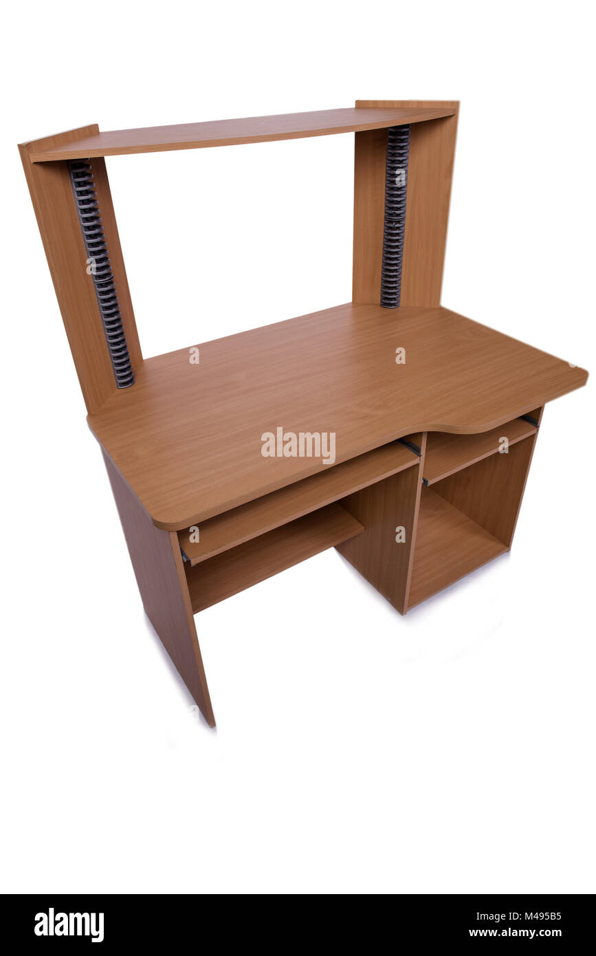 Computer home desk isolated on the white background Stock Photo - Alamy