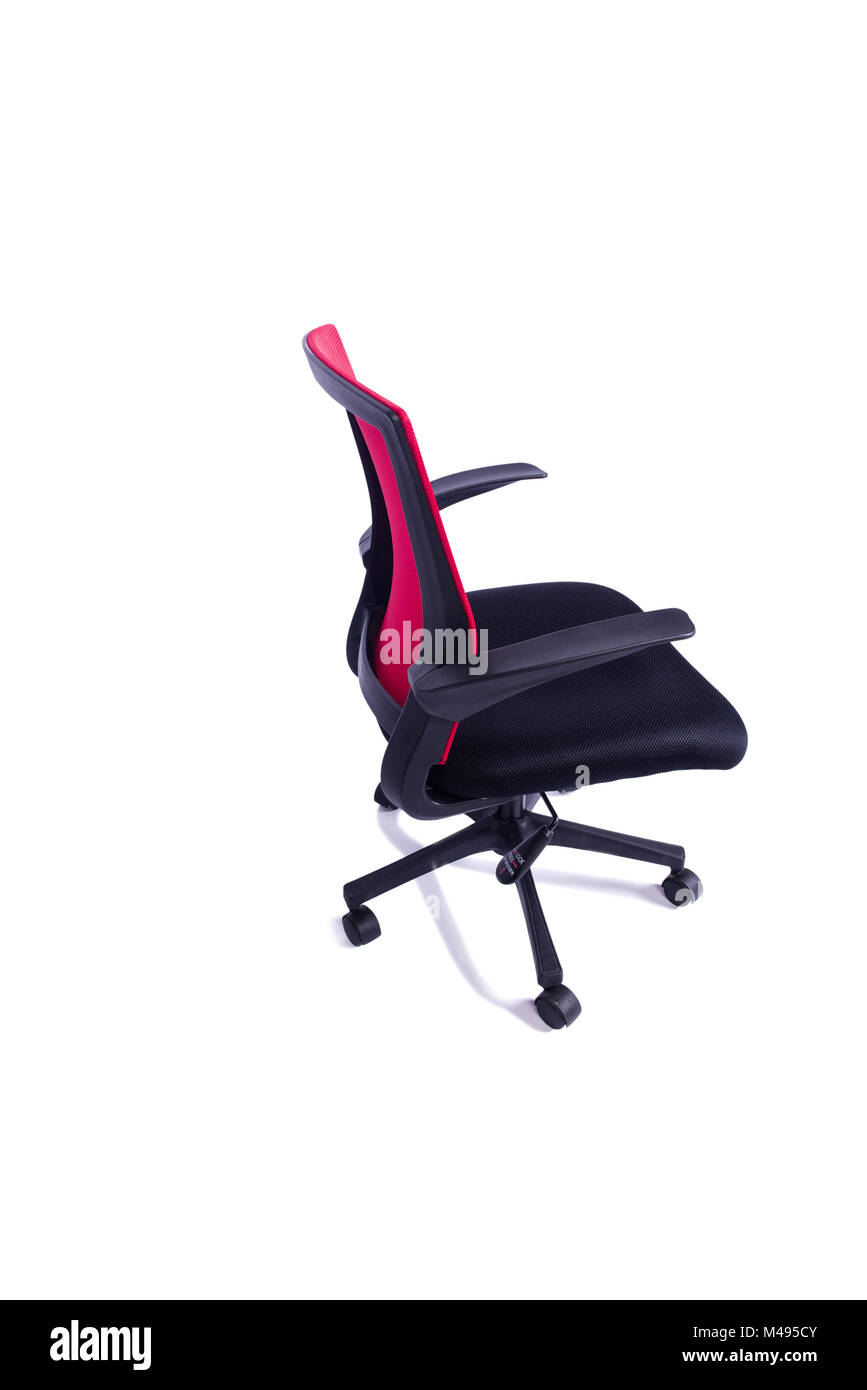 Red office chair isolated on the white background Stock Photo - Alamy