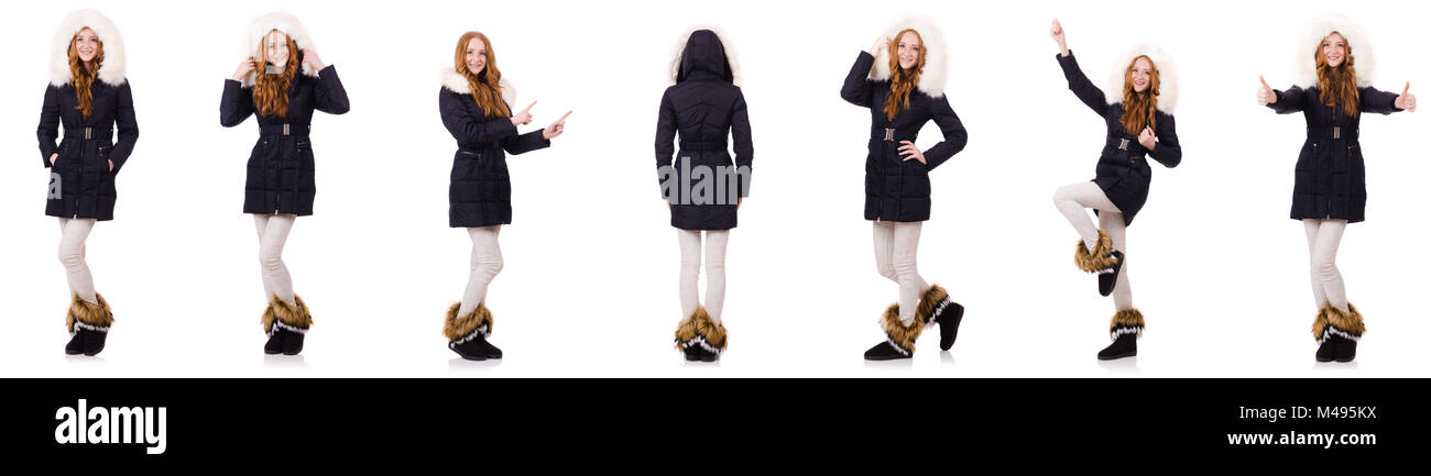 Pretty girl in warm clothes isolated on white Stock Photo - Alamy