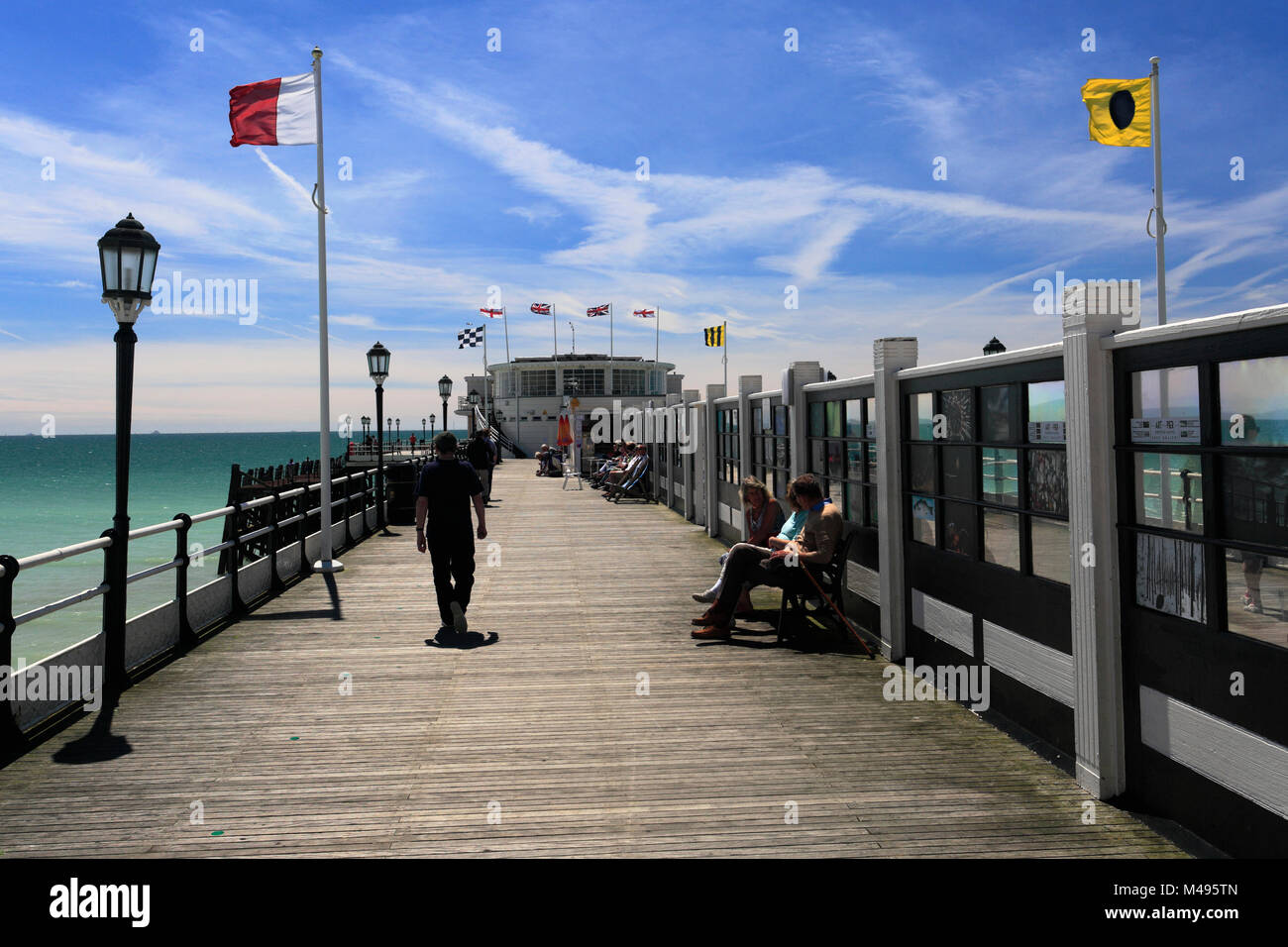 Summer view over the Victorian Pier, Worthing town, West Sussex ...