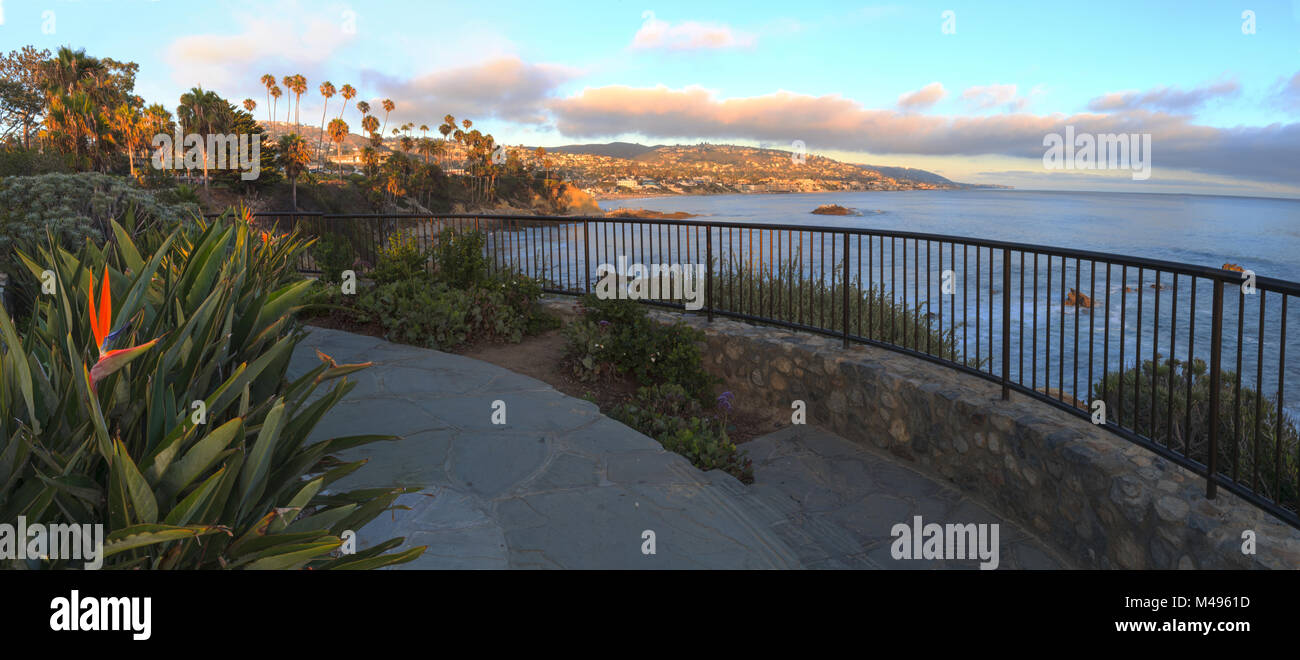 Panoramic sunset view of Main beach in Laguna Beach Stock Photo - Alamy