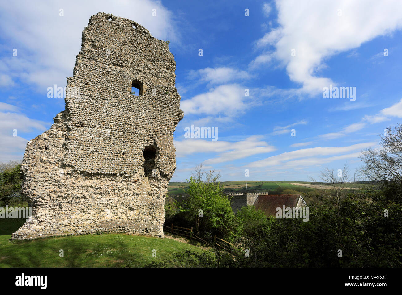 The ruins of Bramber Castle, village of Bramber, South Downs National ...