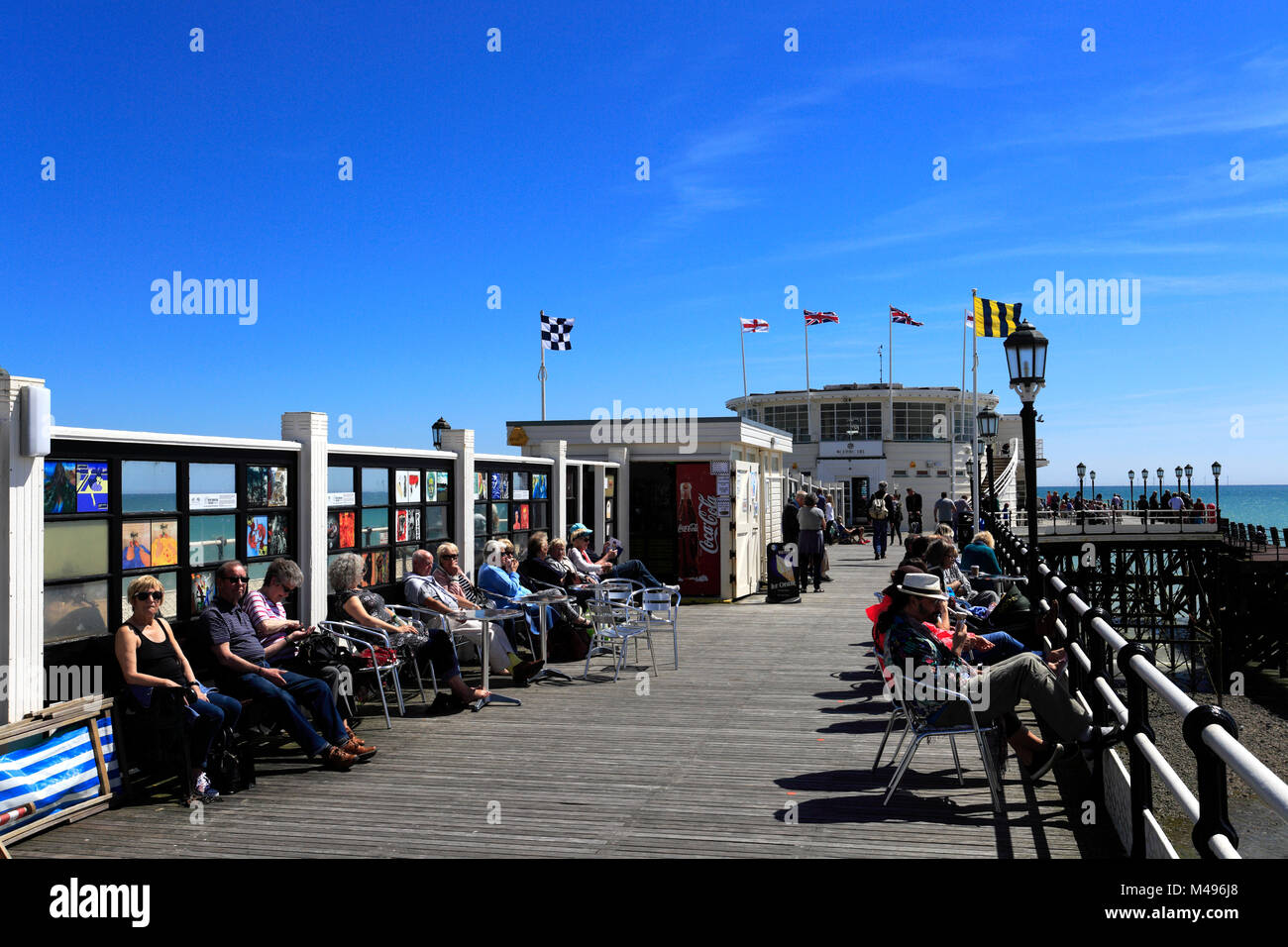 Summer view over the Victorian Pier, Worthing town, West Sussex ...