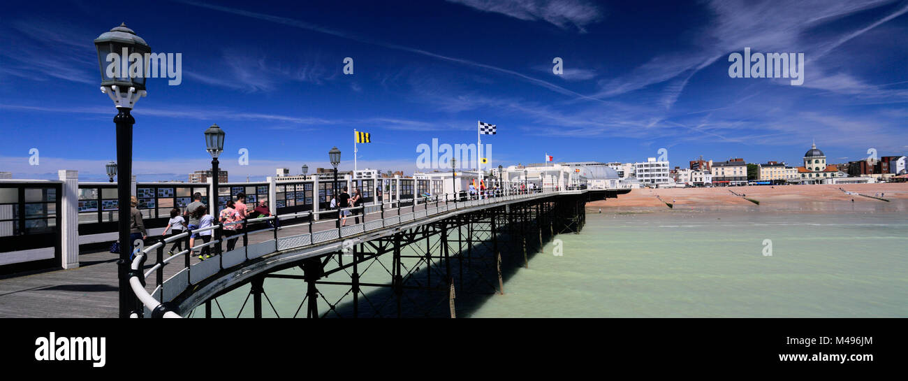 Summer view over the Victorian Pier, Worthing town, West Sussex ...