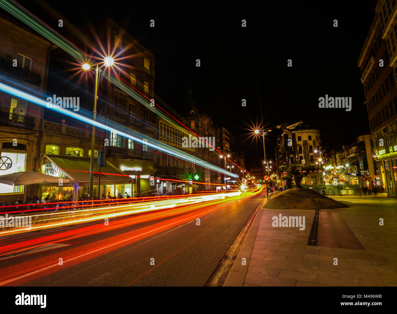Rush hour traffic in Pueta del Sol - Vigo - Spain Stock Photo - Alamy