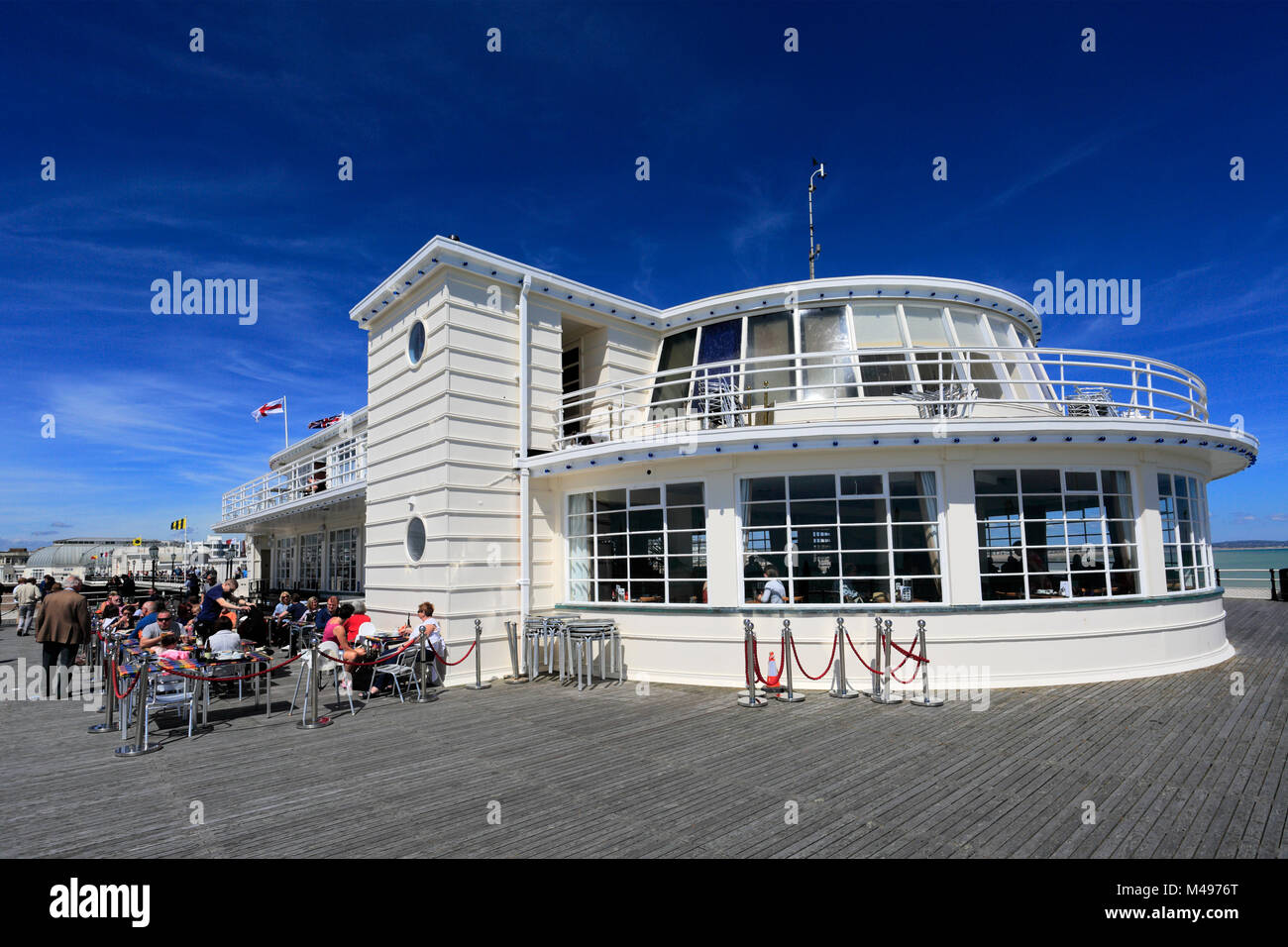 Summer view over the Victorian Pier, Worthing town, West Sussex ...