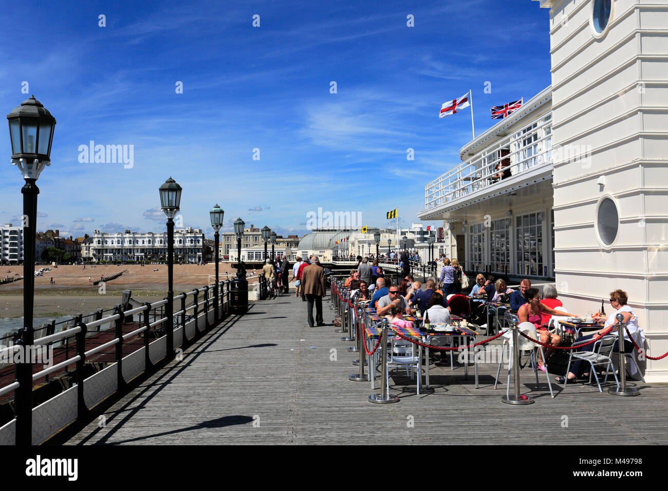 Summer view over the Victorian Pier, Worthing town, West Sussex ...