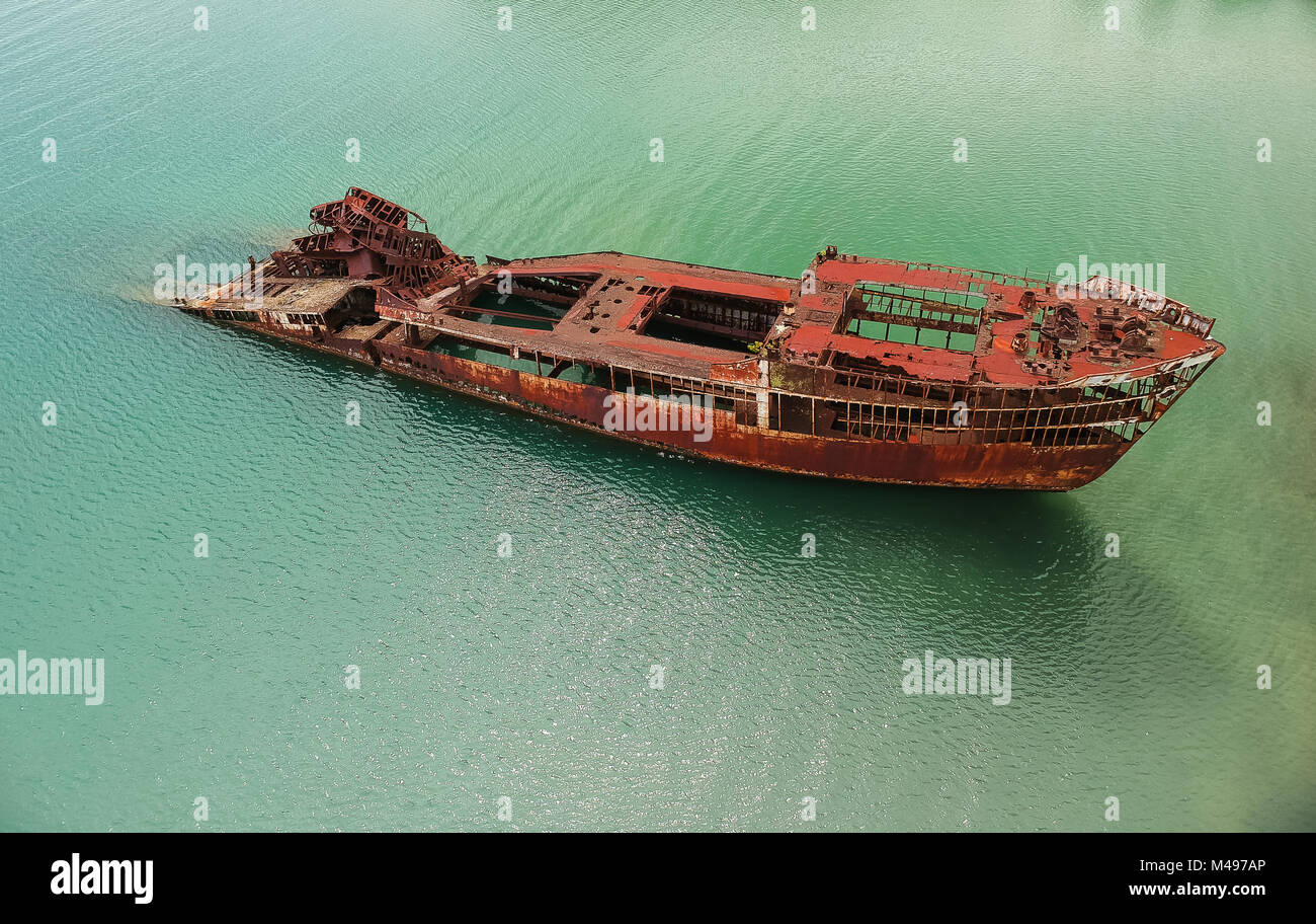 Rusty Shipwreck In Harbor Stock Photo - Alamy