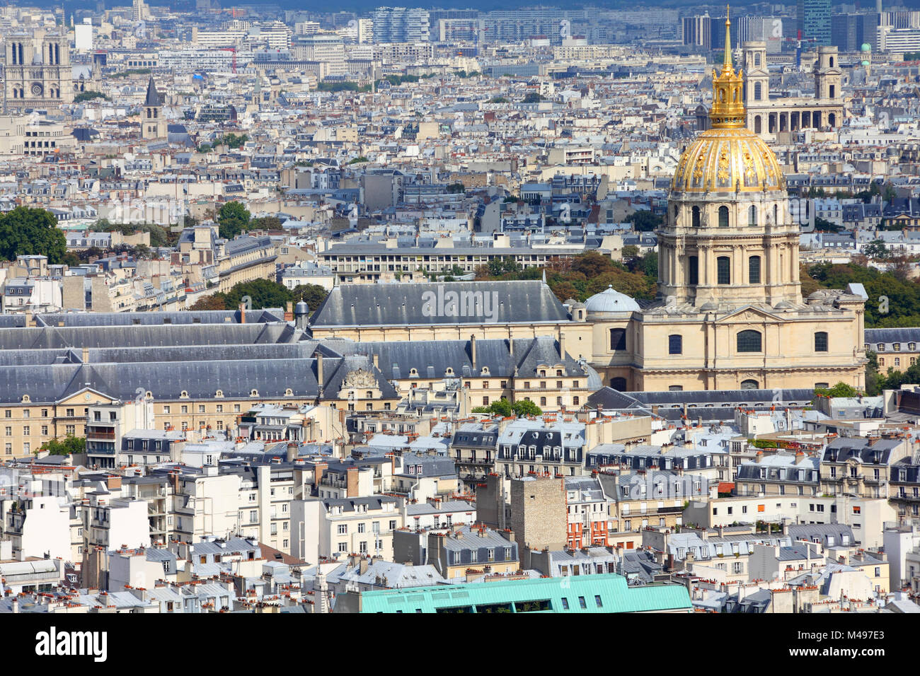 Paris, France - aerial city view with Invalides Palace. UNESCO World ...