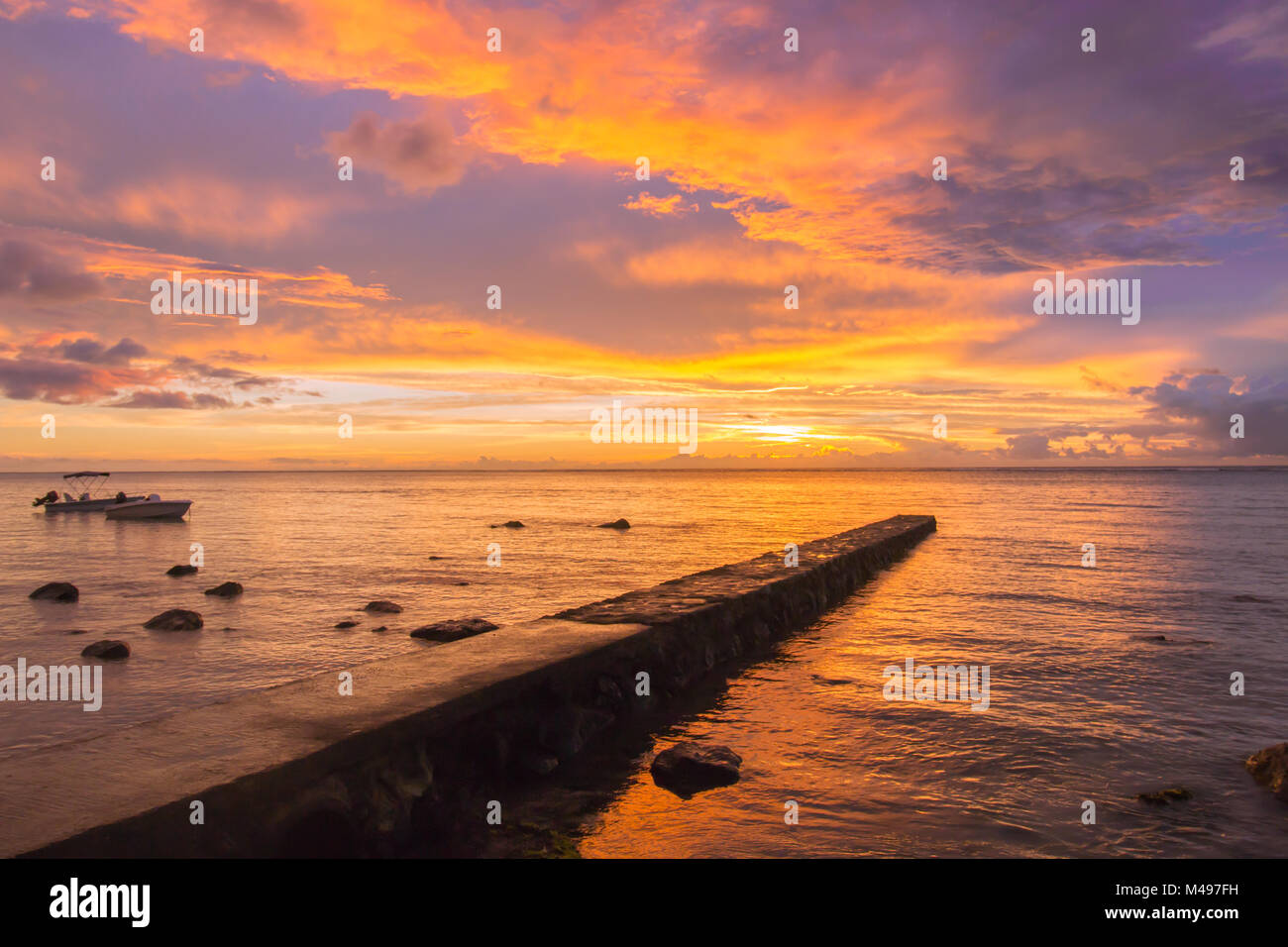 Sunset at Mauritius Stock Photo - Alamy