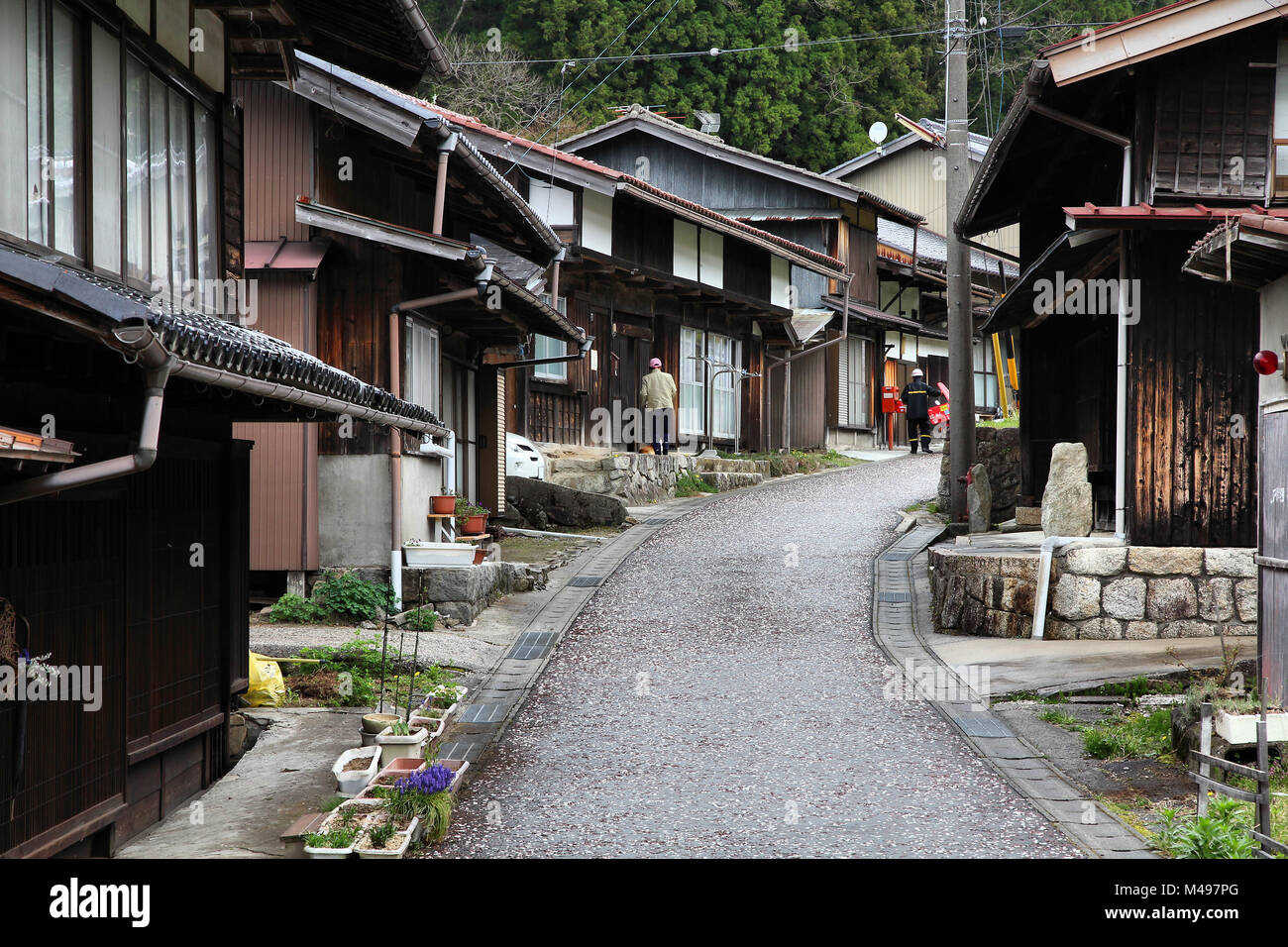 Japan - famous Nakasendo trail in Magome old town. Old route hundreds ...